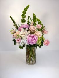 Blushing Love is a Tall Pastel Arrangement in Soft Pink and White